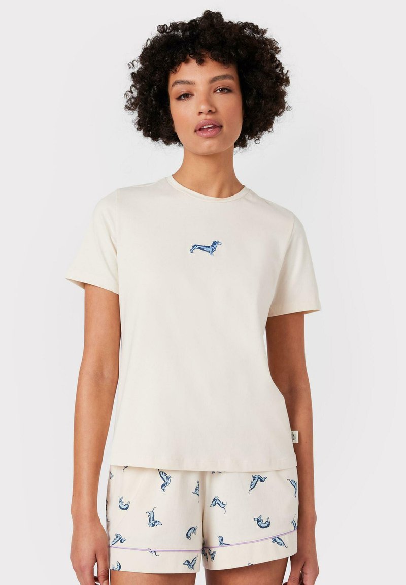 Chelsea Peers EMBROIDERED DACHSHUND - Pyjama - off white/offwhite ...