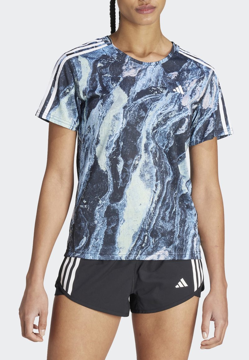 adidas Performance TEE - Sports T-shirt - semi blue burst/black/putty ...