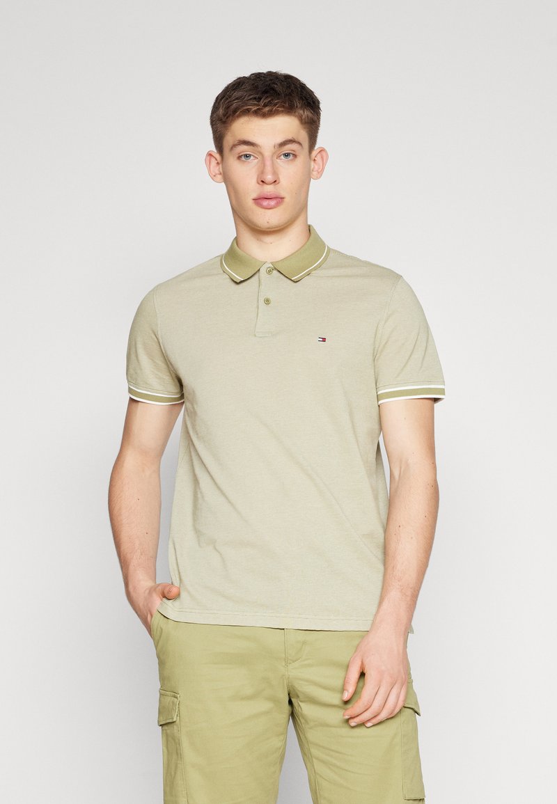 Tommy Hilfiger MONOTYPE OXFORD COLLAR - Polo - faded olive/ecru/olive ...
