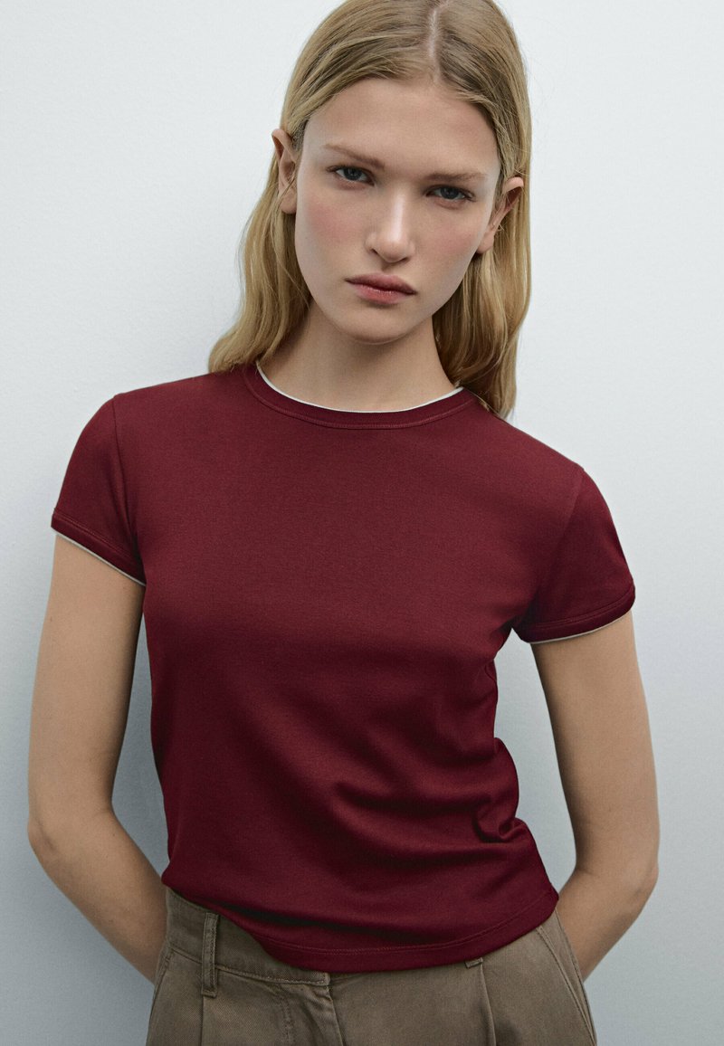 Massimo Dutti - T-shirt basic/bordowy - Zalando.pl