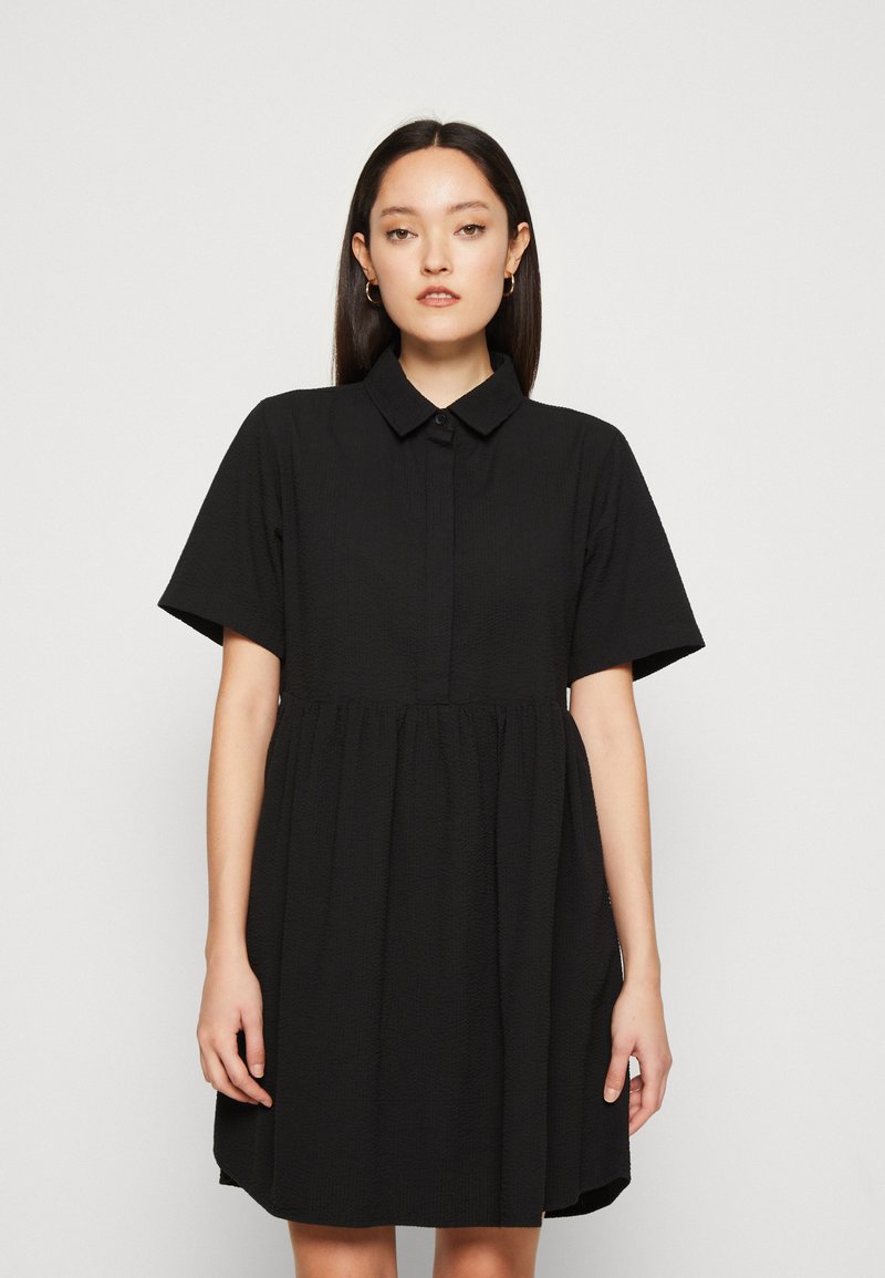 KnowledgeCotton Apparel SHORT SHIRT DRESS - Skjortekjole - black jet ...