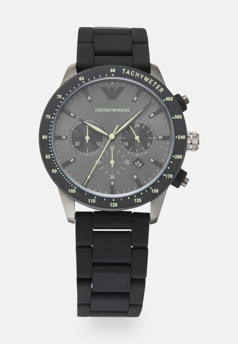Emporio Armani MARIO - Chronograph watch - black/silver-coloured/black ...