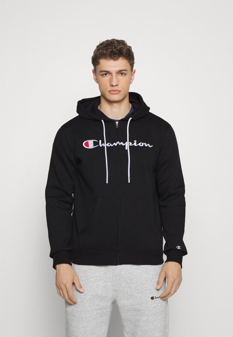 Champion CLASSIC HOODED FULL ZIP LARGE LOGO - Sweatjacke - black/schwarz - Zalando.at