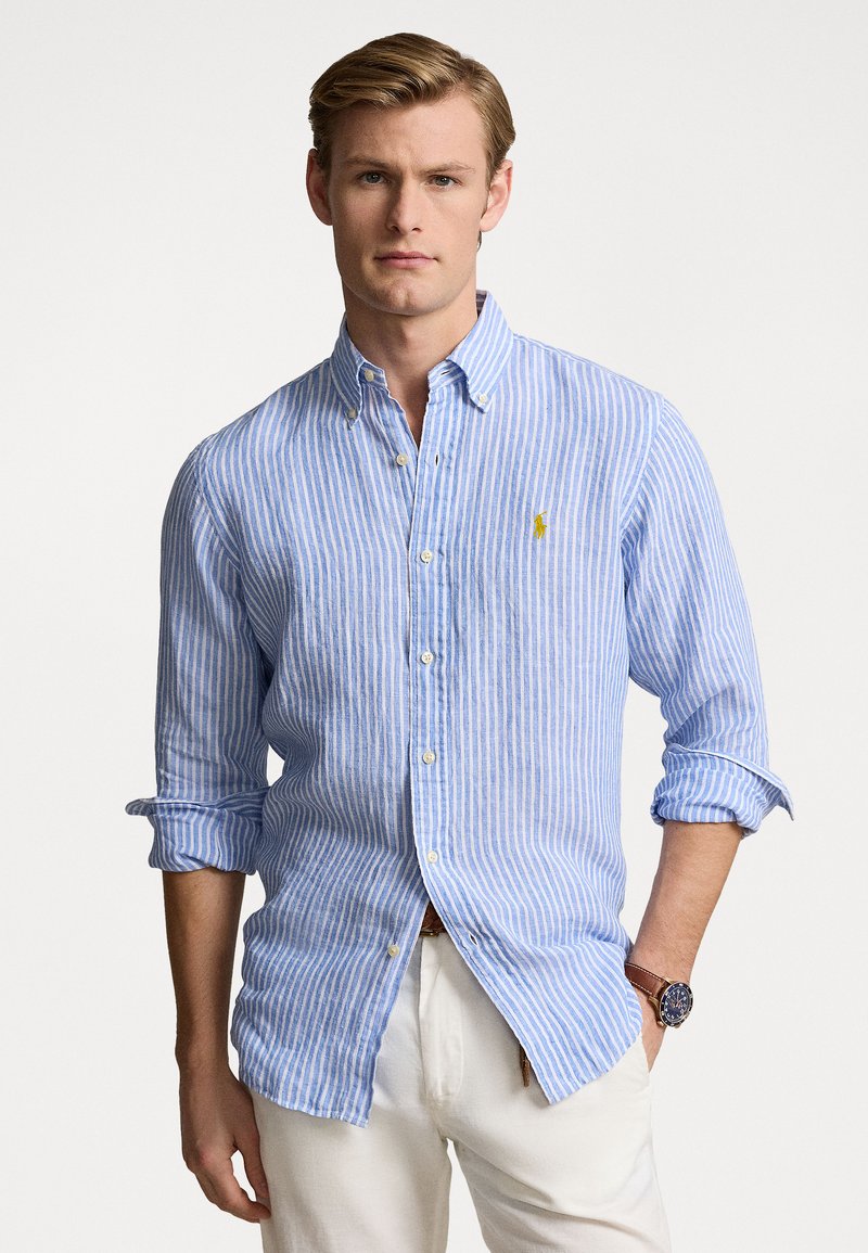 Polo Ralph Lauren CUSTOM FIT STRIPED LINEN SHIRT - Hemd - blue/white ...