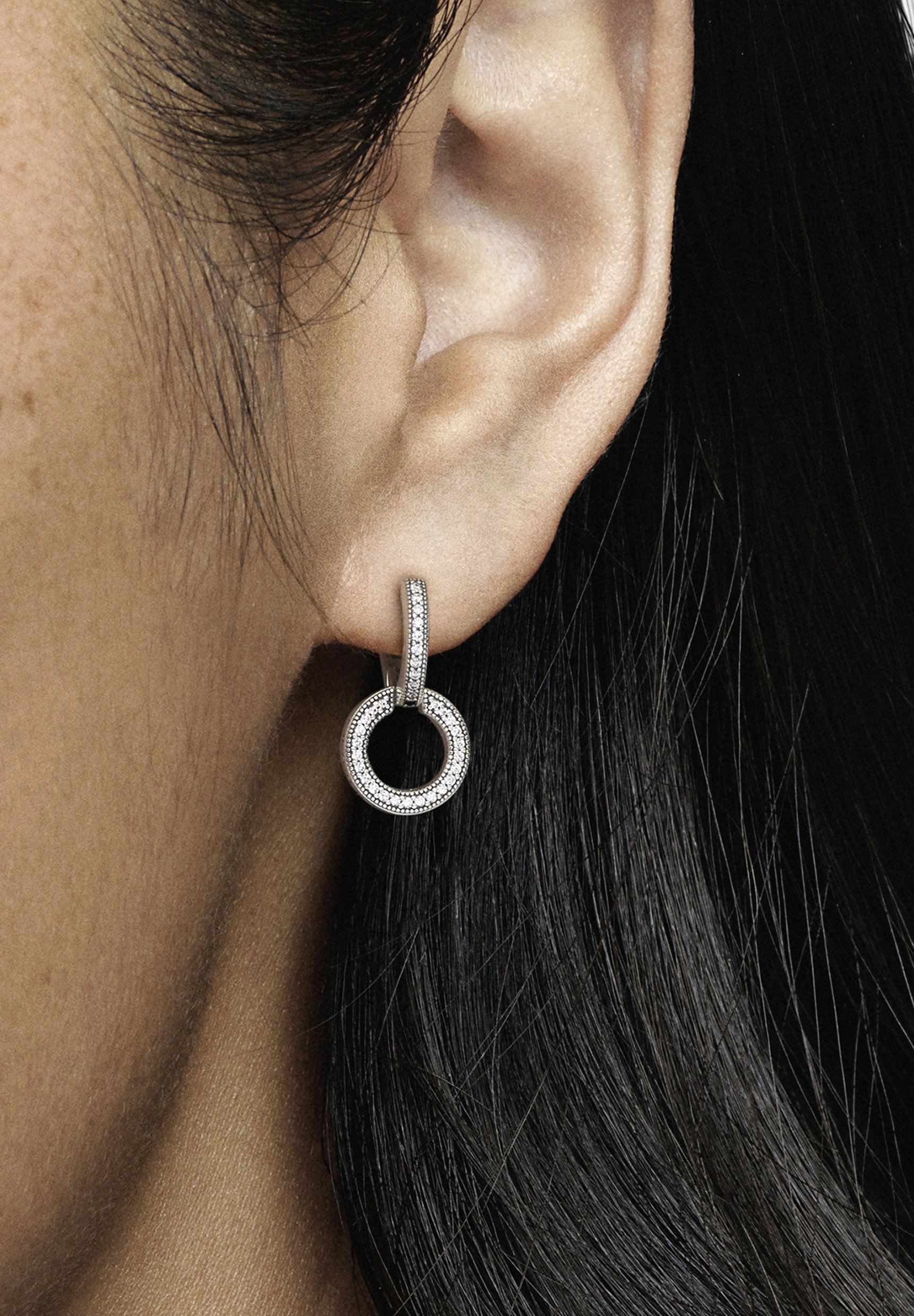 Pandora SPARKLING DOUBLE HOOP Ohrringe sterling silver silberfarben Zalando