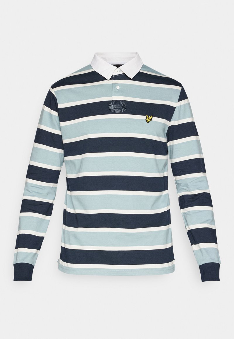 Lyle & Scott STRIPE RUGBY - Long sleeved top - slate blue/light blue ...