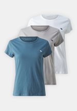 Abercrombie & Fitch ICON CREW 3 PACK - T-Shirt basic - brilliant white/mallard blue/zinc/weiß ...