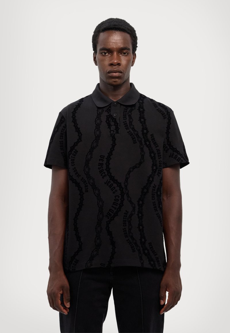 Versace Jeans Couture CHAIN FLOCK - Polo shirt - black - Zalando.co.uk