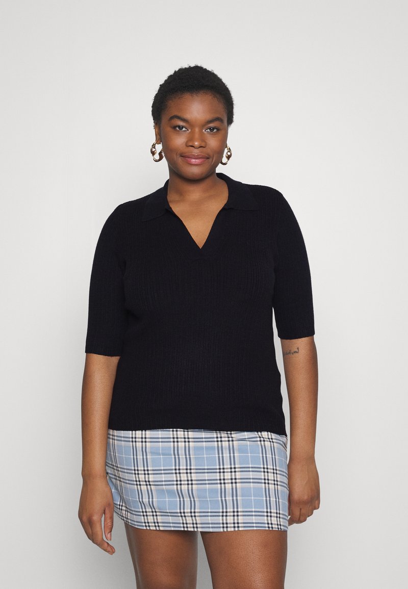 Vero Moda Curve VMHOLLY POLO - T-shirt basique - black/noir - ZALANDO.FR