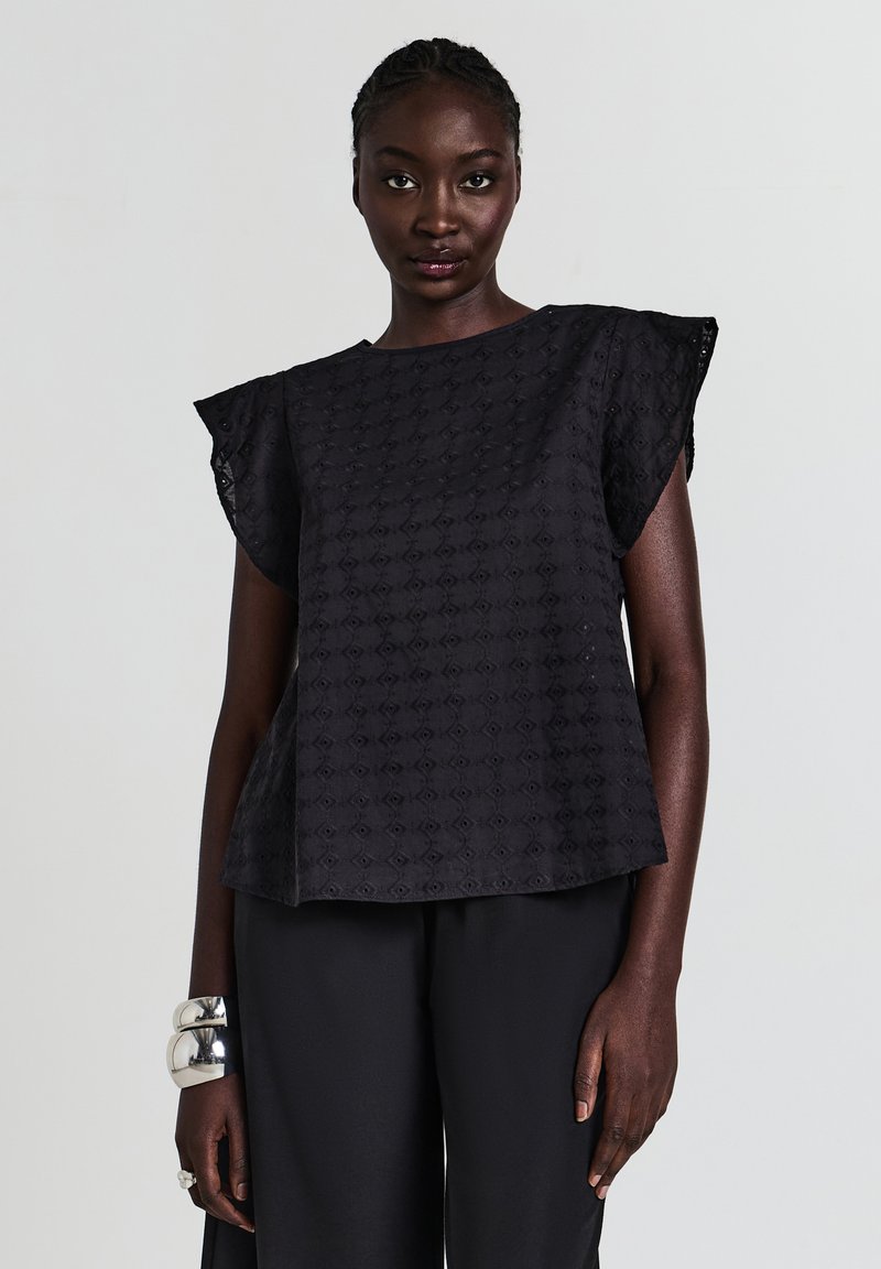 Calliope SANGALLO CON ROUCHES - Camicetta - ultrablack/nero - Zalando.it