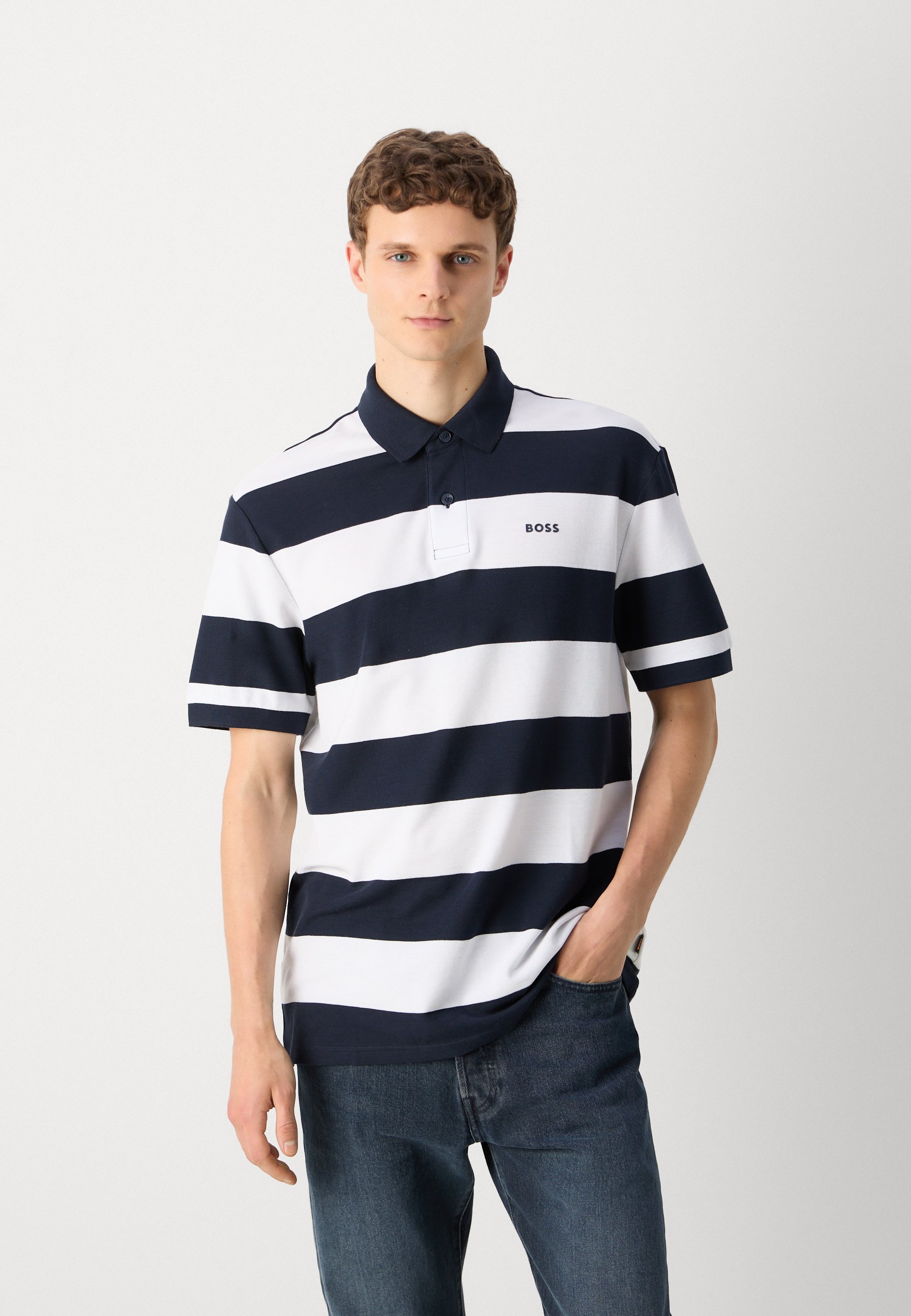 Boss striped polo store