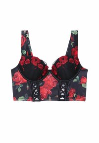 Yamamay Corset - black red floral/black - Zalando