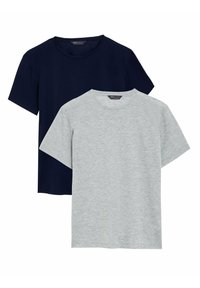 Marks & Spencer 2PACK CREW NECK - T-shirt basic - navy grey/grijs - Zalando.be