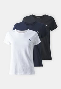Abercrombie & Fitch ICON CREW 3 PACK - T-Shirt basic - white/navy/black/weiß - Zalando.de
