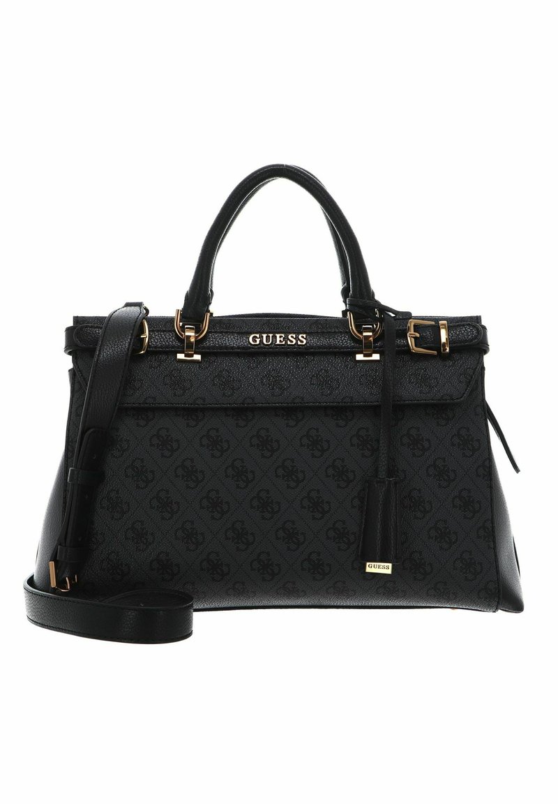 Guess SESTRI LOGO LUXURY SATCHEL - Handbag - coal logo/anthracite - Zalando