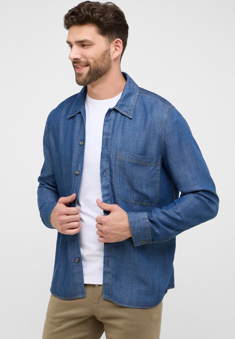 Eterna FAKE MODERN FIT - Lichte jas - mittelblau/blauw - Zalando.nl