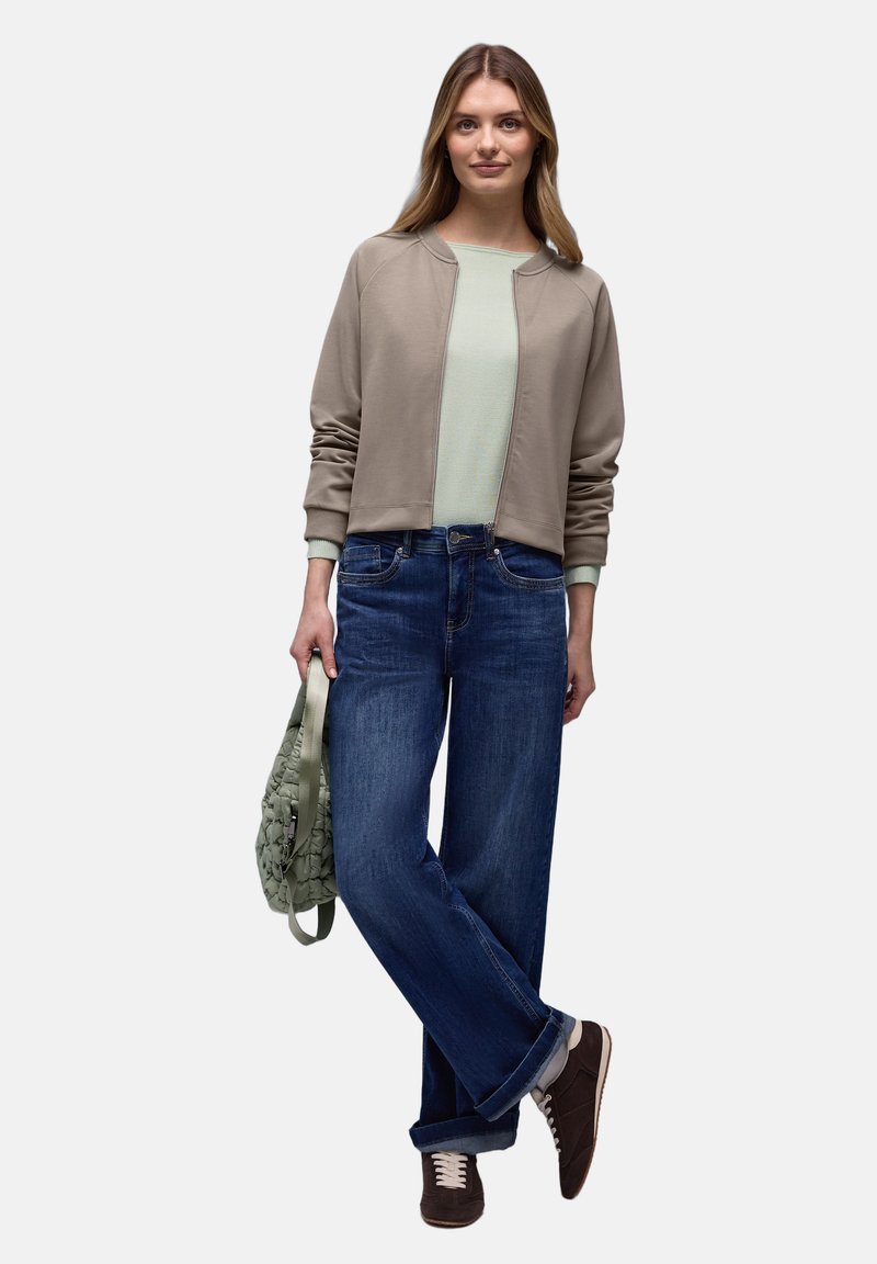 Street One GEMUSTERTE - Zip-up sweatshirt - braun/taupe - Zalando