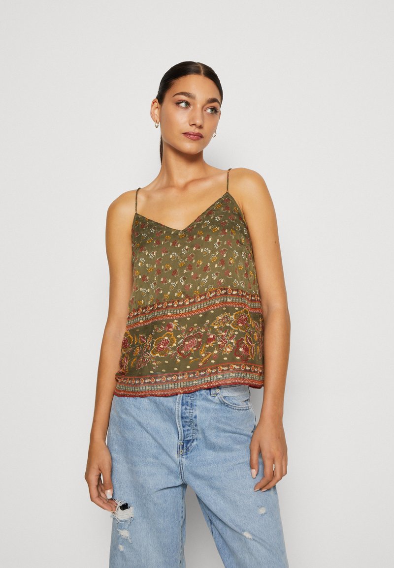 Vero Moda VMLUCY STRING SINGLET BOHO - Top - kalamata/olivová - Zalando.cz