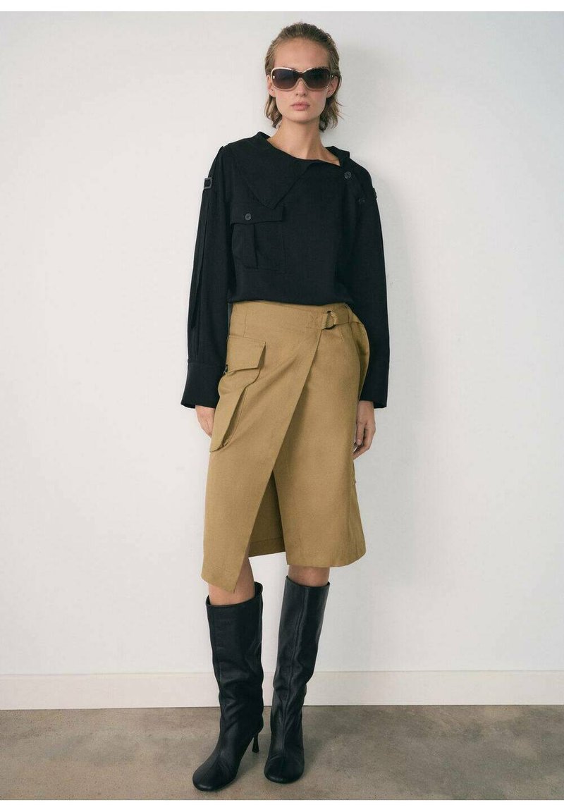 Mango LARA - Gonna a portafoglio - khaki/cachi - Zalando.it