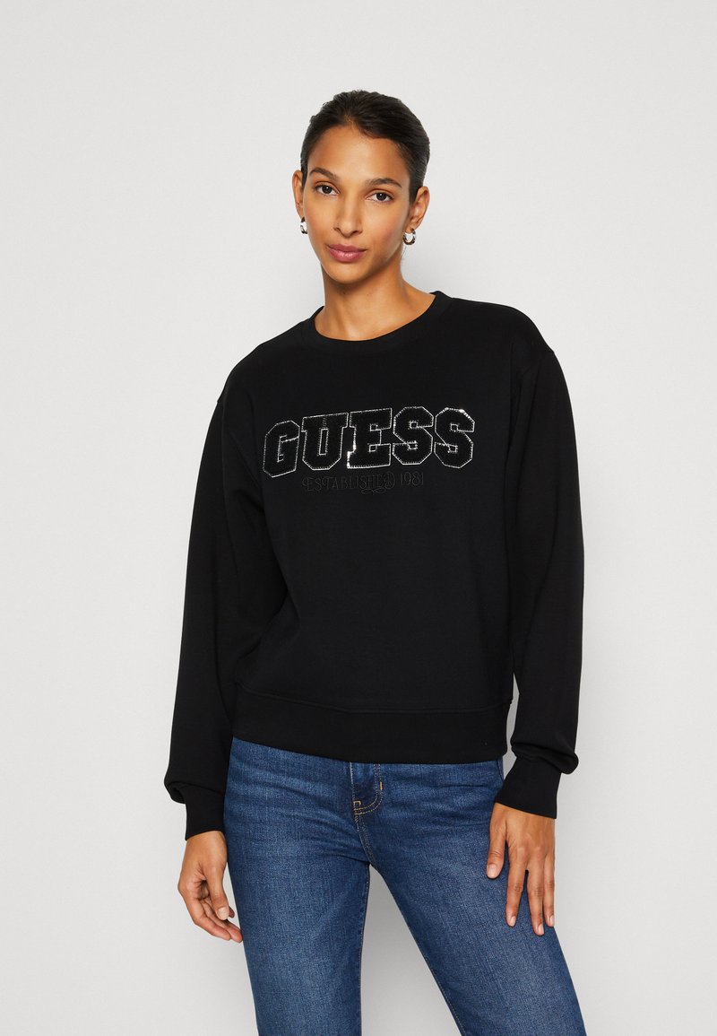 Guess EMBELLISHED LOGO - Sweatshirt - jet black/black - Zalando.ie