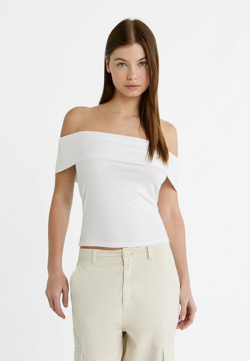 Stradivarius Off The Shoulder Top White Hvid Zalando Dk