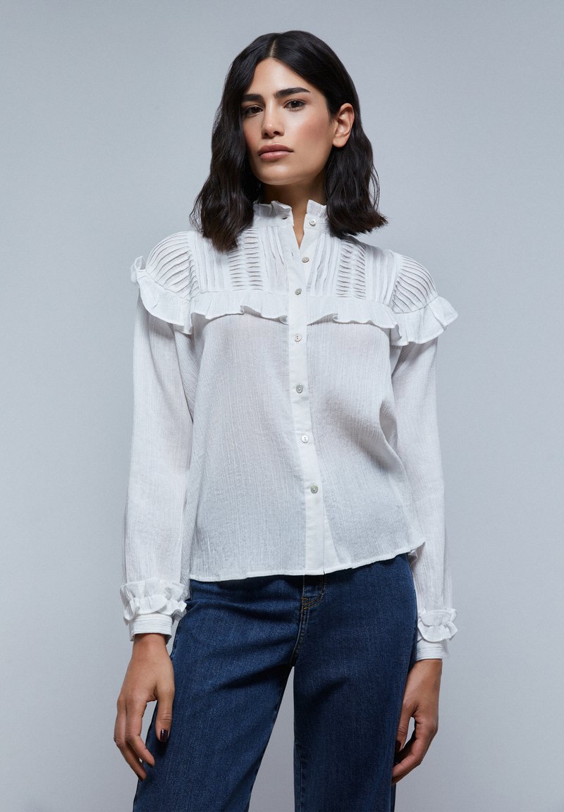 Scalpers PLEAT RUFFLE - Blouse - white/blanc - ZALANDO.FR