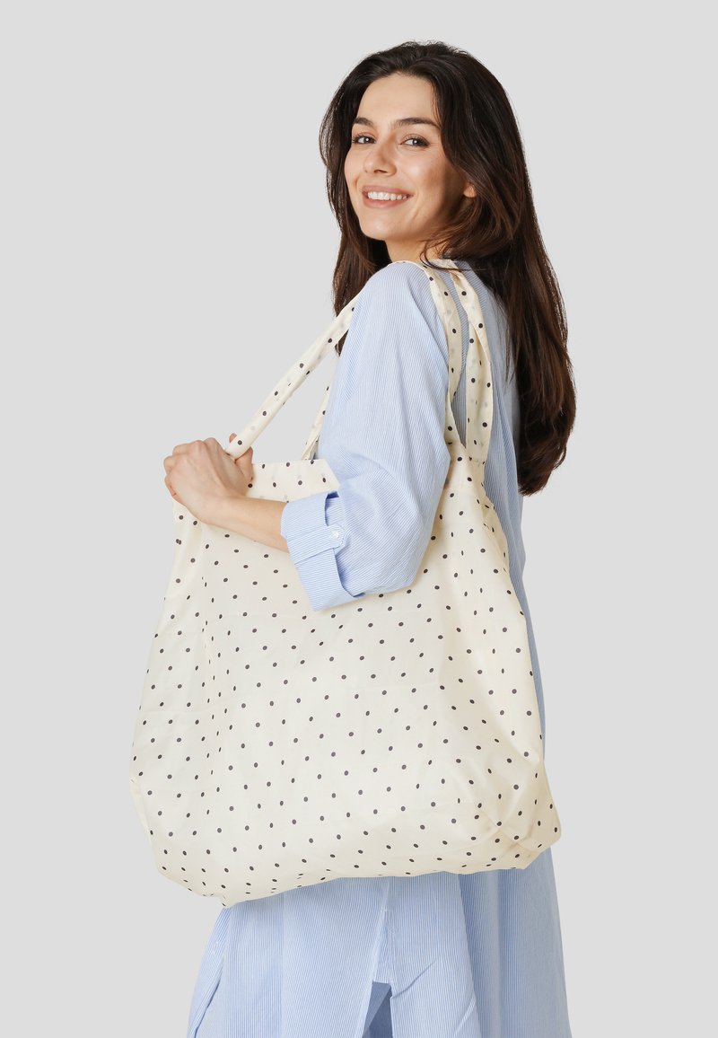 moshi moshi mind DOTTED FOLDABLE - Shopping Bag - ecru black dots/beige ...