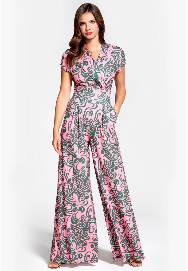 HotSquash WIDELEG - Jumpsuit - retro print green/pink/grün - Zalando.de