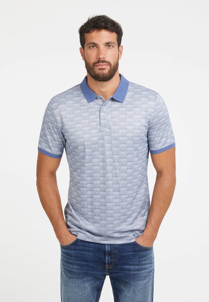 Guess Allover Logo Poloshirts Mehrfarbig Grundton Blau Blå Zalando Dk