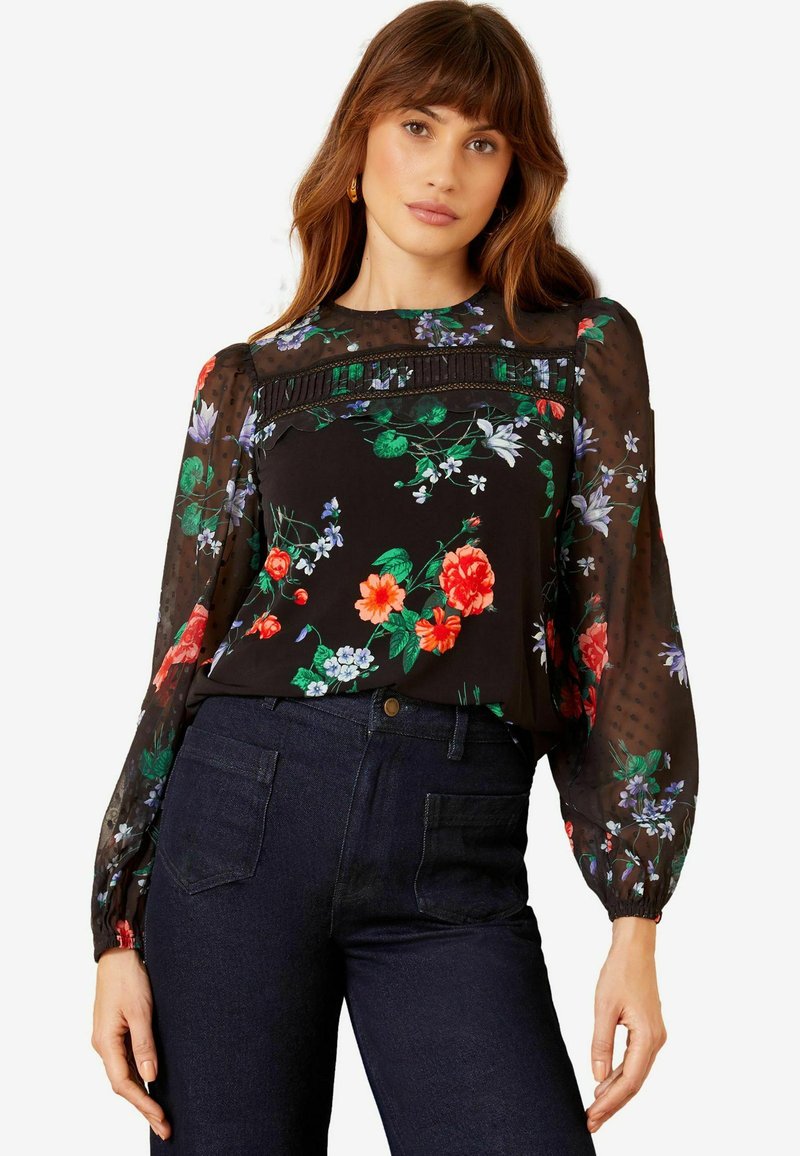 Love & Roses DOBBY MIX REGULAR FIT - Long sleeved top - black floral ...