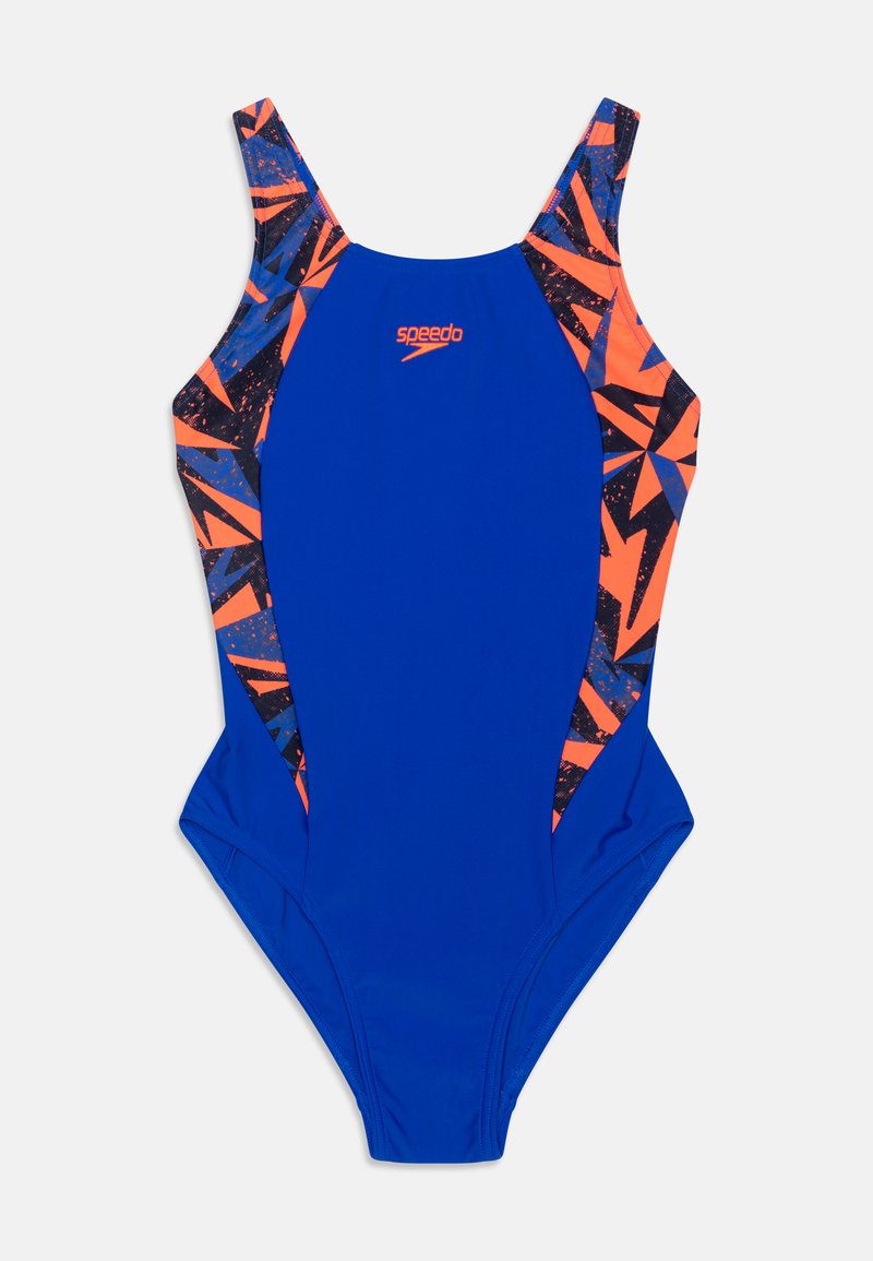 Speedo Girls Hyperboom Splice Muscleback Swimsuit Blue Orange Blue