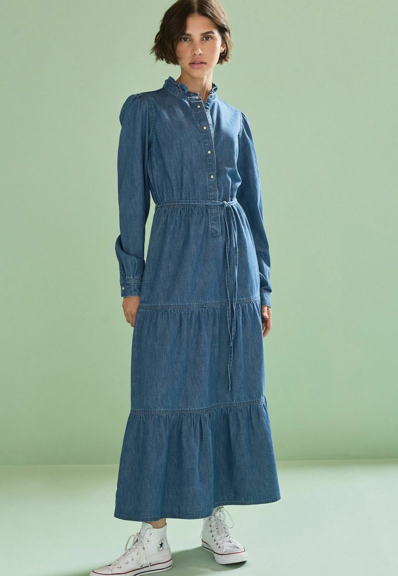 Next TIERED - Maxi dress - dark blue/blue denim - Zalando
