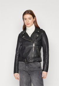 BOSS SAMELI - Leather jacket - black - Zalando.co.uk