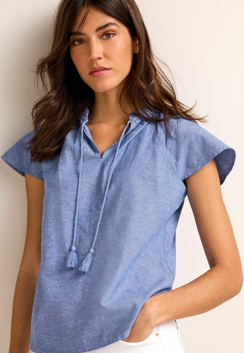Next CAPPED SLEEVE TOP WITH LINEN - Pluus - blue chambray/sinine ...