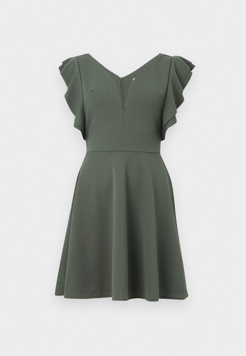 WAL G. FLUTTER SLEEVES DRESS - Day dress - dark khaki/khaki - Zalando.co.uk
