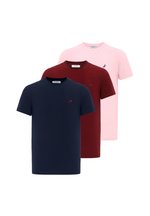 Moxx Paris SEZER 3 PACK - T-shirt basique - navy bordeaux pink/bleu ...