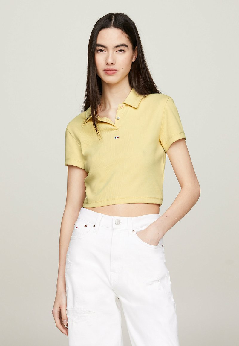 Tommy Jeans ESSENTIAL CROPPED - Polo shirt - lemon zest/light yellow ...