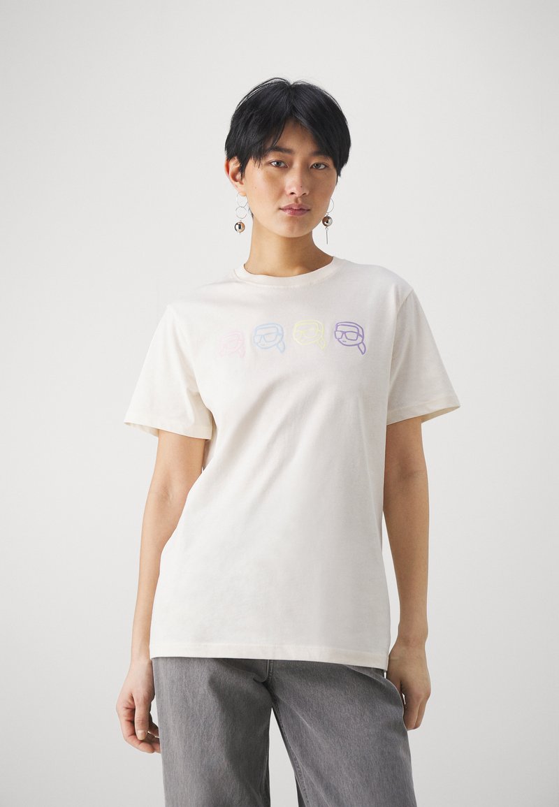 KARL LAGERFELD OVERSIZED IKON OUTLINE - Print T-shirt - off white/off ...