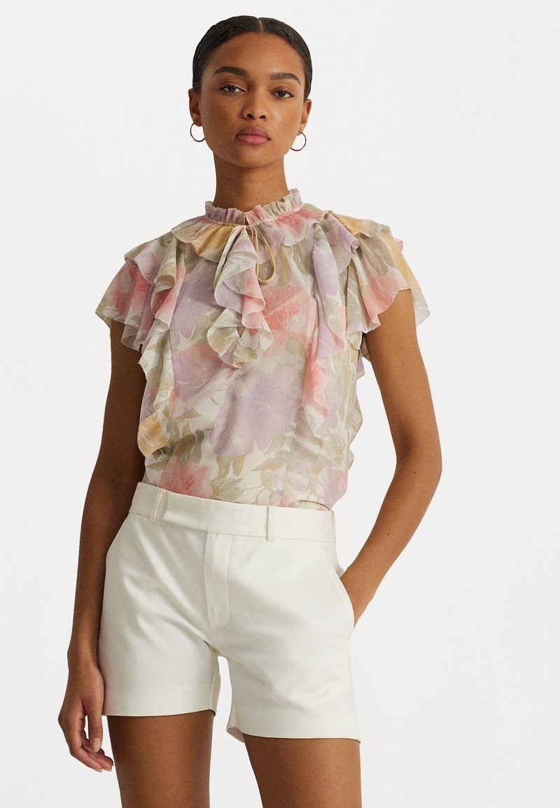 Lauren Ralph Lauren RULMAY SHORT SLEEVE BLOUSE - Blouse - cream multi/off-white - Zalando.co.uk