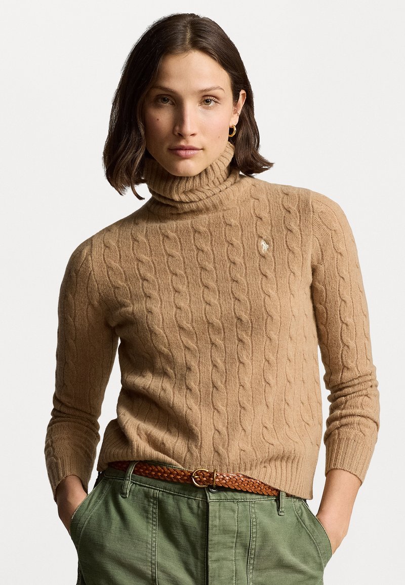 Polo Ralph Lauren WOOL CASHMERE CABLE ROLL NECK JUMPER - Strickpullover - collection camel/camel ...