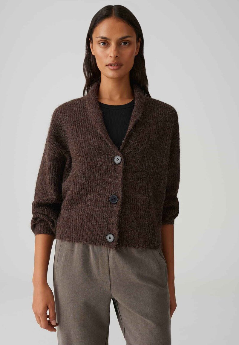 OPUS WITH SHAWL COLLAR - Strickjacke - coffee bean/braun - Zalando.at