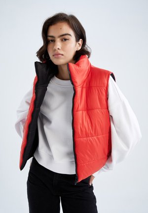 Urban Classics REVERSIBLE CROPPED PUFFER - Chaleco - black frozenyellow ...