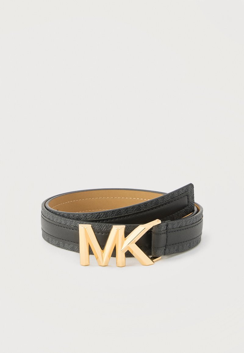 MICHAEL Michael Kors LOGO BELT - Remen - black/gold-coloured/crno ...