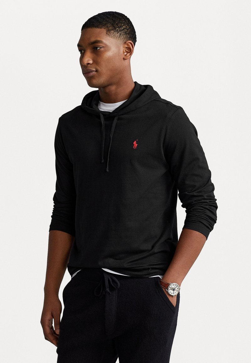 Polo Ralph Lauren JERSEY HOODED T-SHIRT - Sweat à capuche - black/noir ...