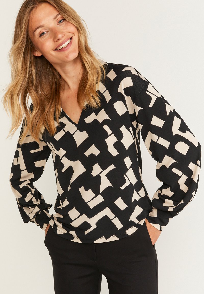 STOCKH LM KARIN V-NECK JERSEY - Blouse - cube print blac/black - Zalando