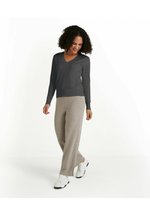 FALKE Basic V-Neck Jersey Cotton-blend - Trui - dark grey/donkergrijs ...