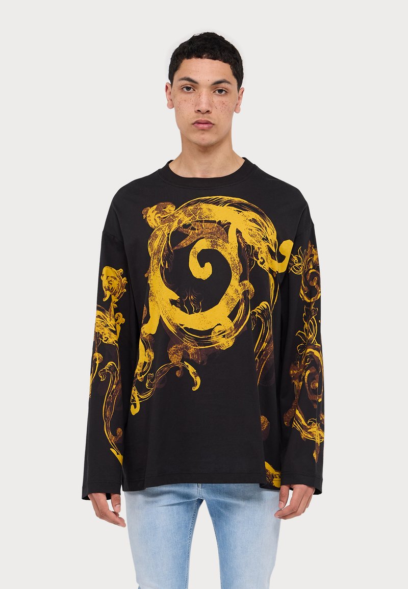Versace Jeans Couture PANEL BAROQUE - Topper langermet - black/gold ...