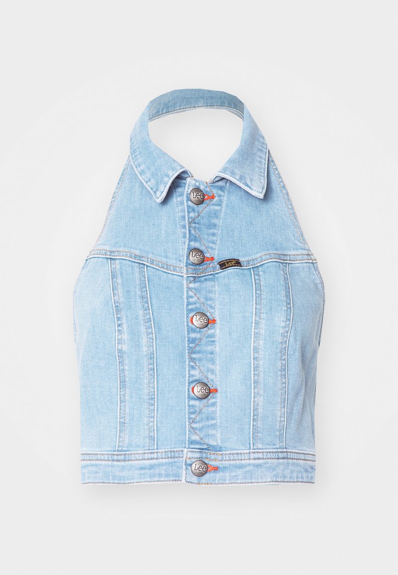 Lee DOUBLE SEAMED HALTER - Blouse - minor key/blue denim - Zalando.co.uk