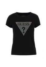 Guess STRETCH LOGO TRIANGOLO CON STRASS - T-Shirt print - nero/schwarz ...