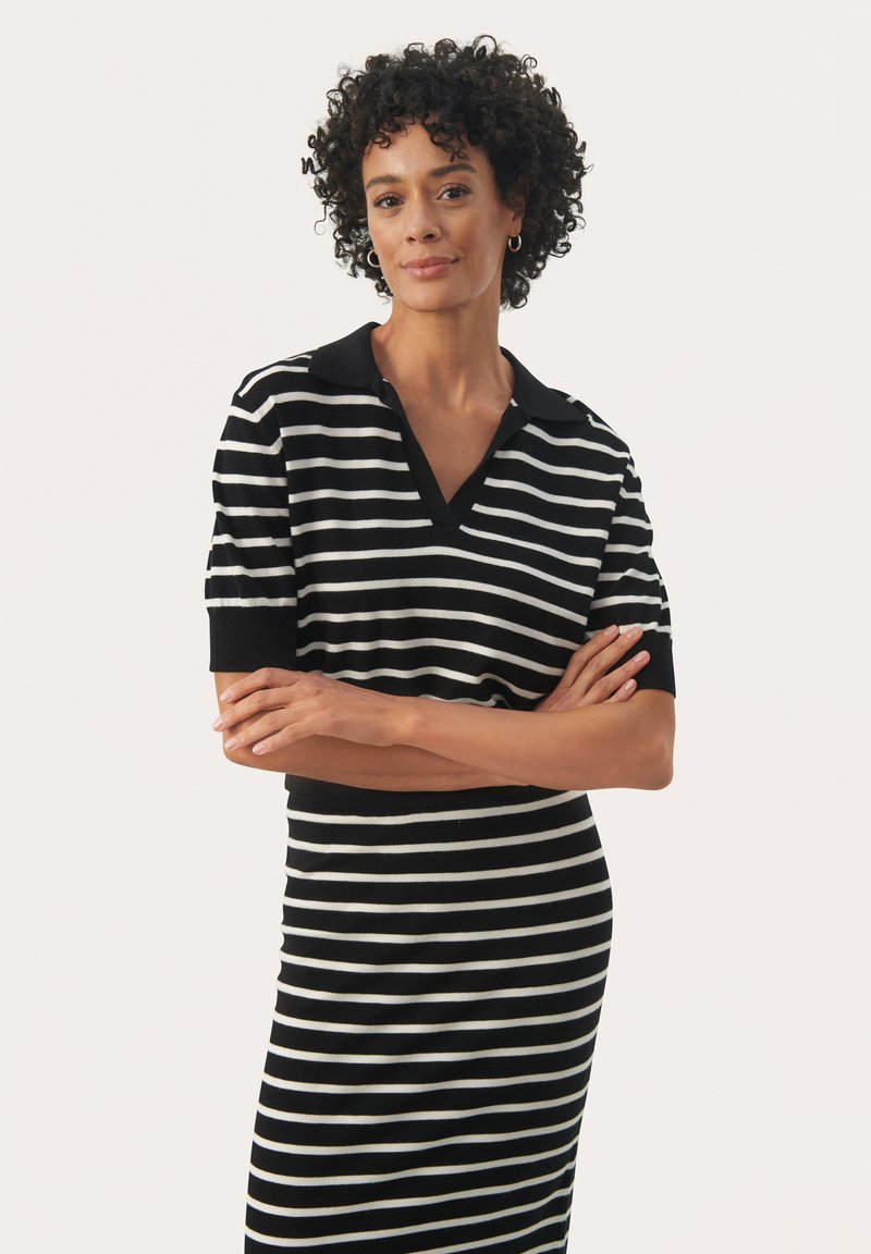 Part Two ELLANORAPW - Polo shirt - black stripe/mottled black - Zalando.ie